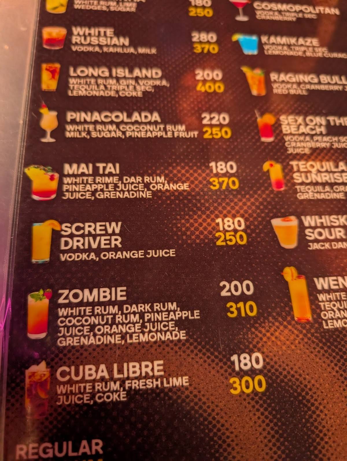 Menu at OM Boracay pub & bar, Malay, Station 2