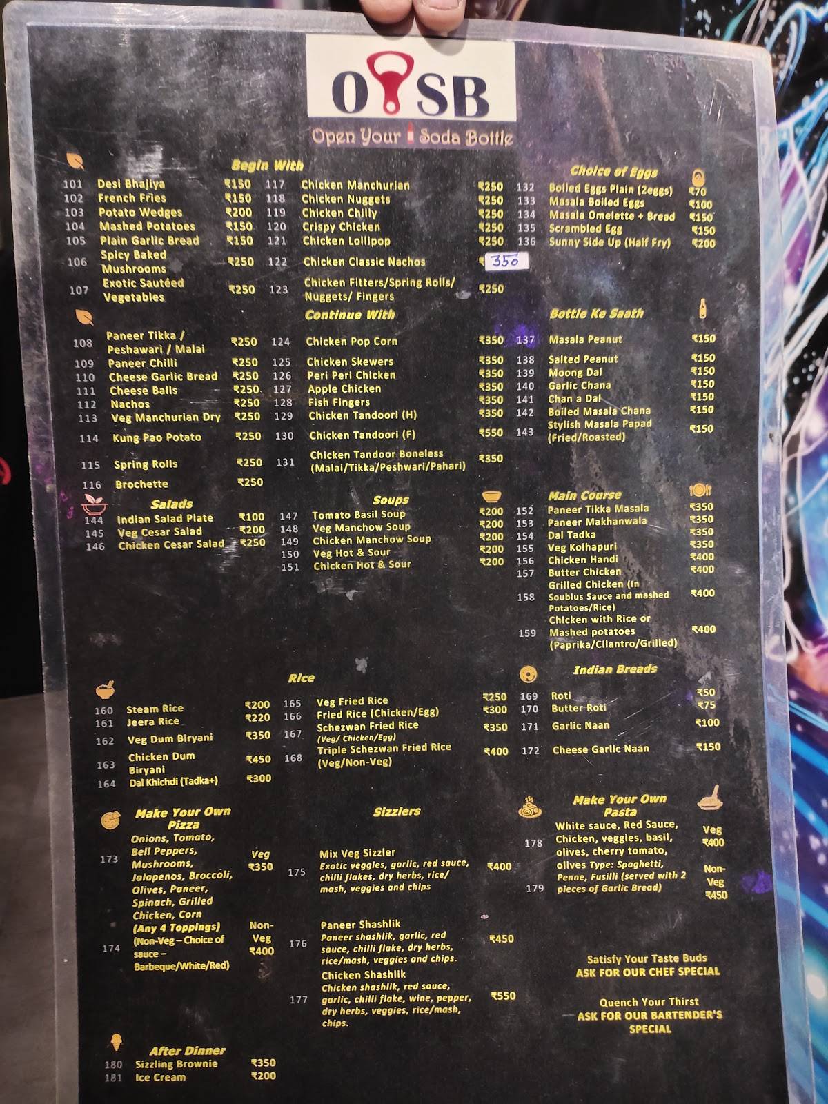 Menu at OPEN YOUR SODA BOTTLE, Mumbai