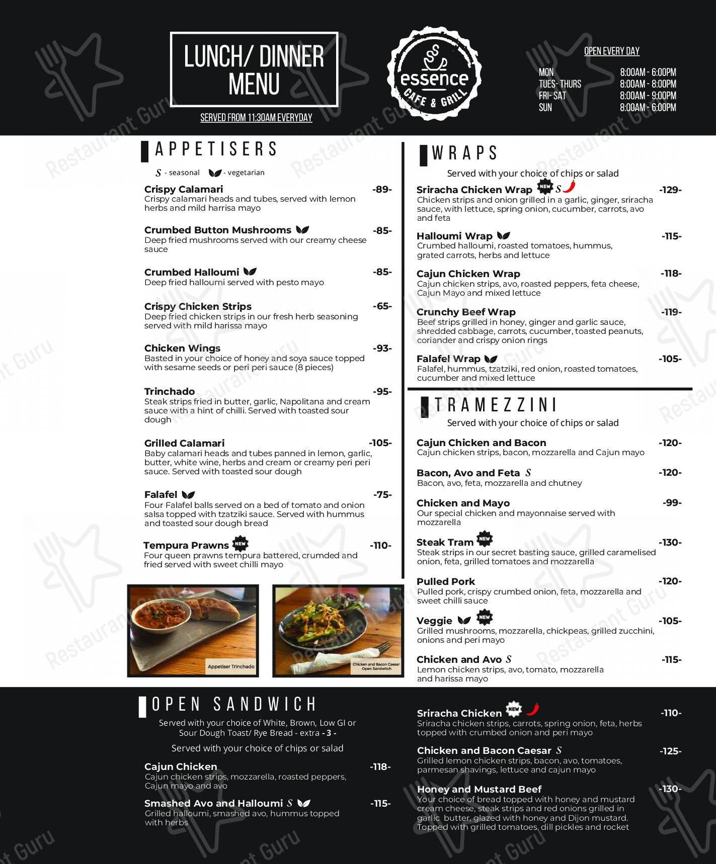 Menu at ORA Restobar, Pietermaritzburg