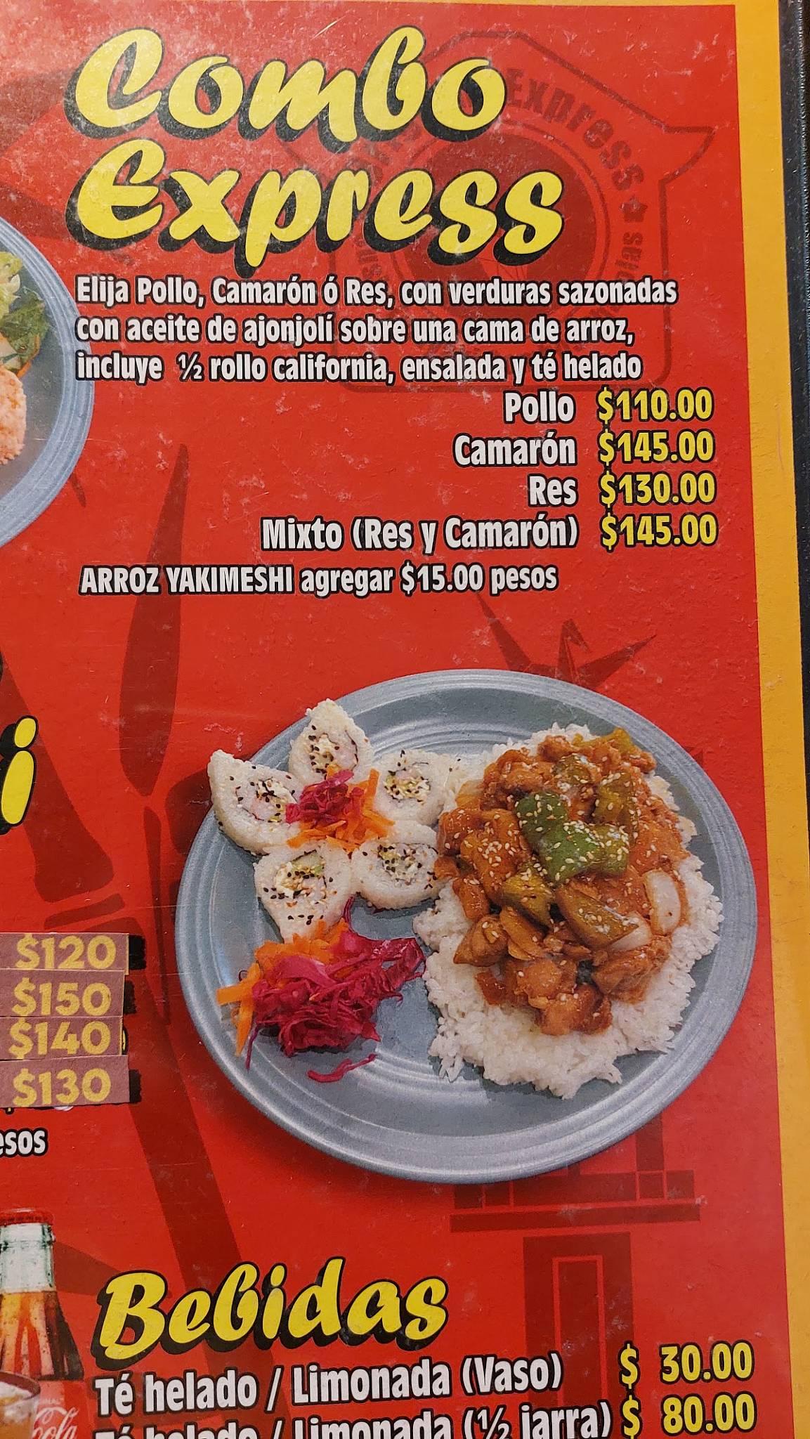Carta del restaurante Origami Express Novena, Mexicali, C. Novena 2998