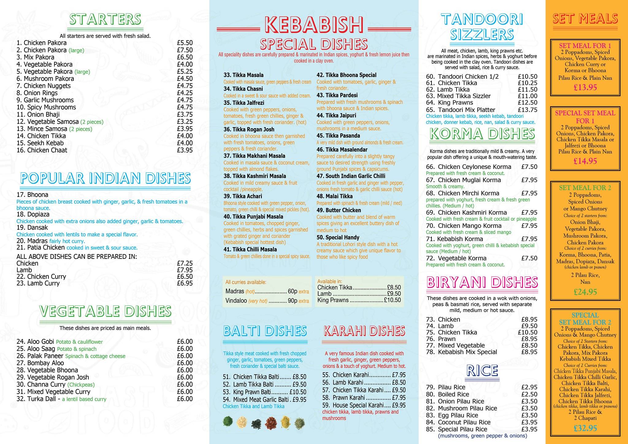 Menu at Kebabish Of Oban restaurant, Oban