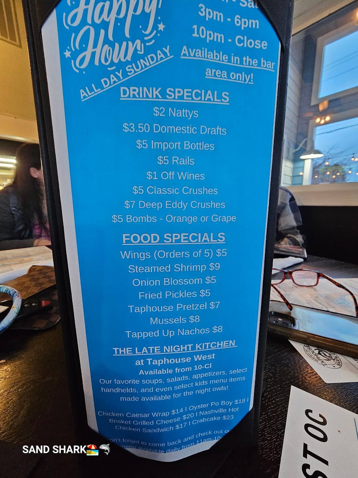 Menu at Taphouse West Bar and Grille, Ocean City