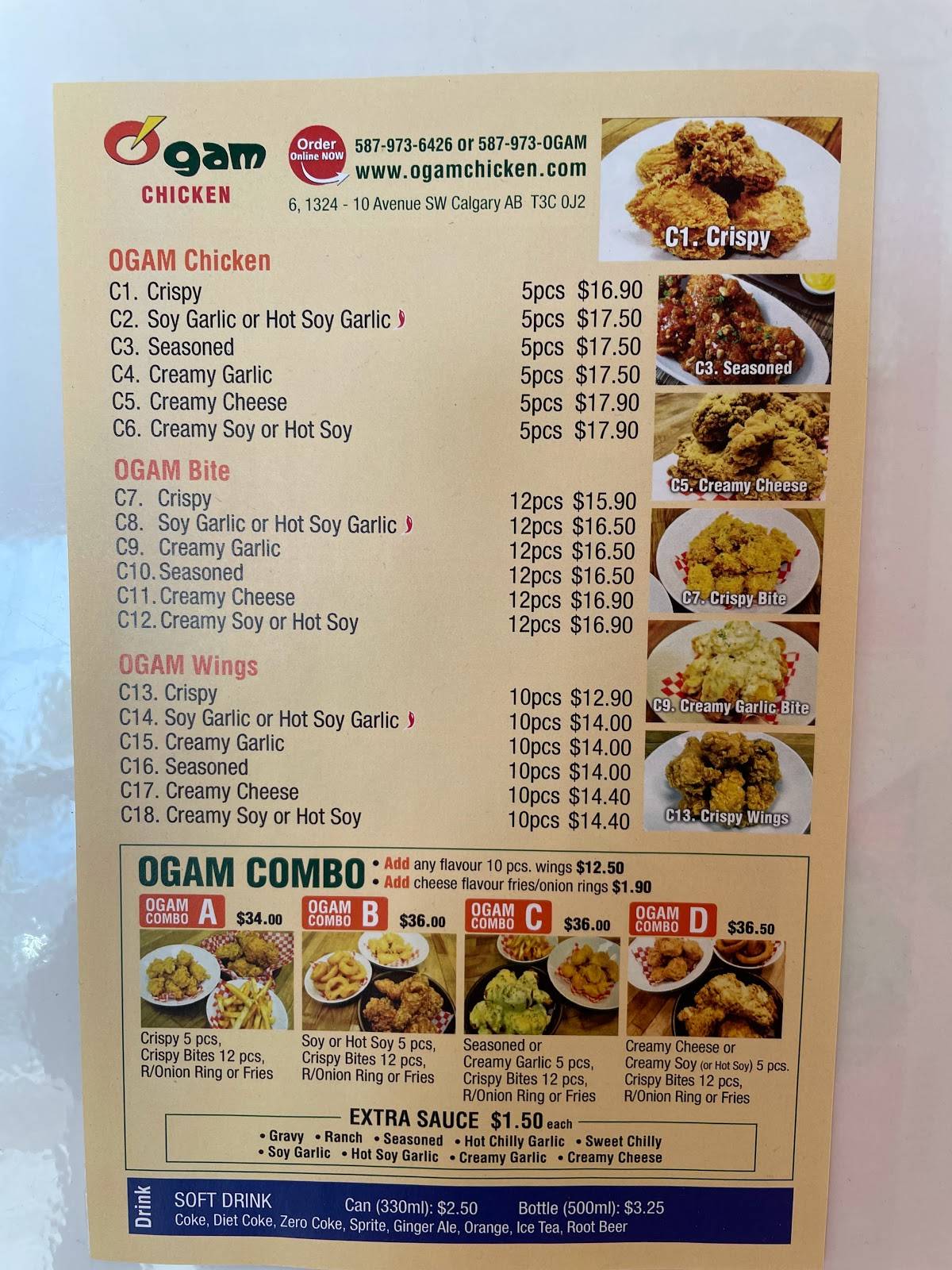Carta del restaurante Ogam Chicken Express Downtown, Calgary
