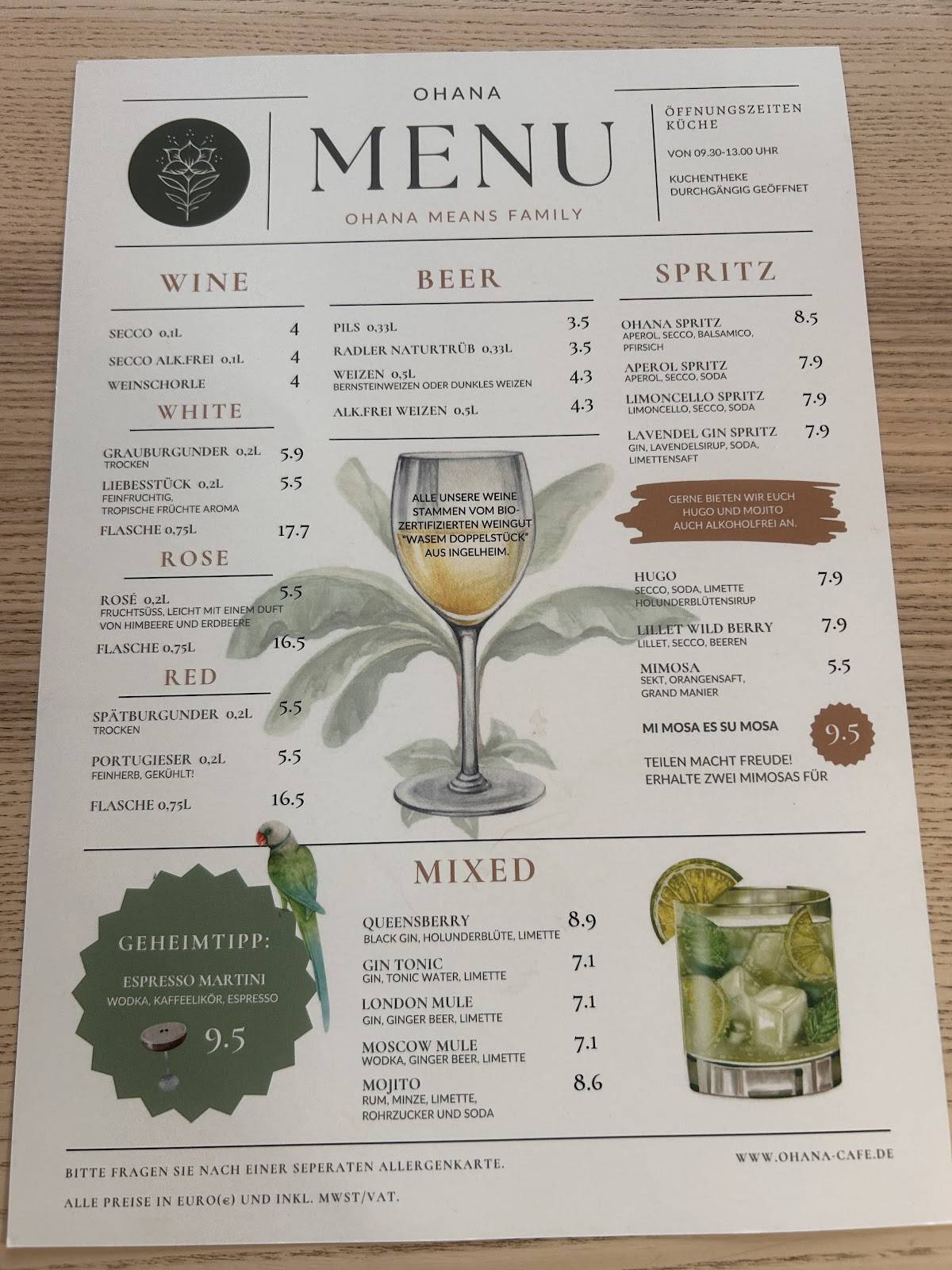 Speisekarte von Ohana Café Mosbach cafe, Mosbach