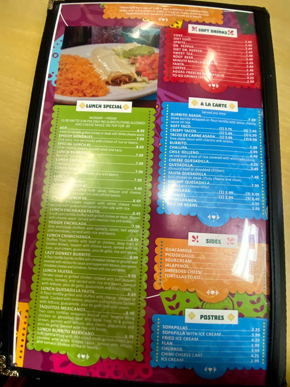 Menu at THE LAZY DONKEY MEXICAN RESTAURANT DOWNTOWN, Oklahoma City