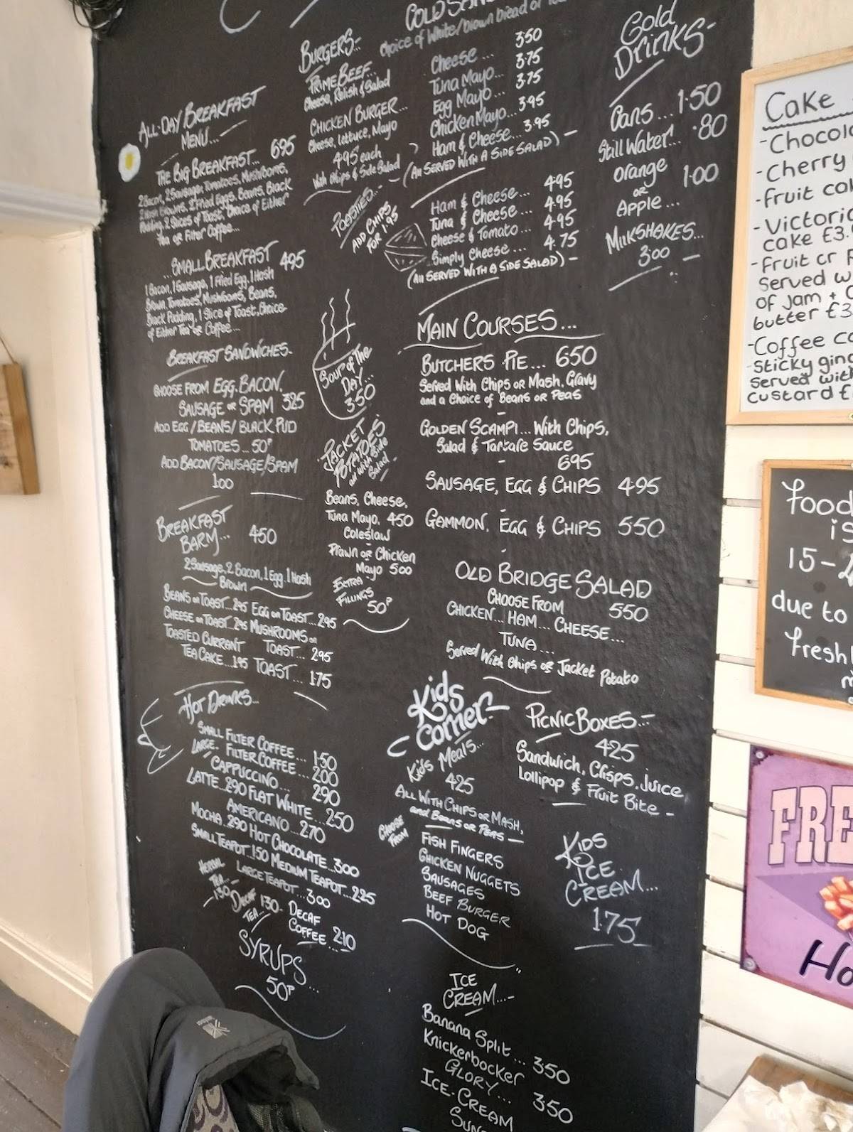 Menu at Old Bridge Café cafe, Skipton