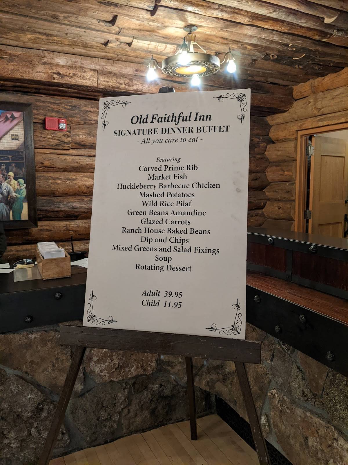 Menu at Old Faithful Inn Dining Room restaurant, USA, Old Faithful Rd