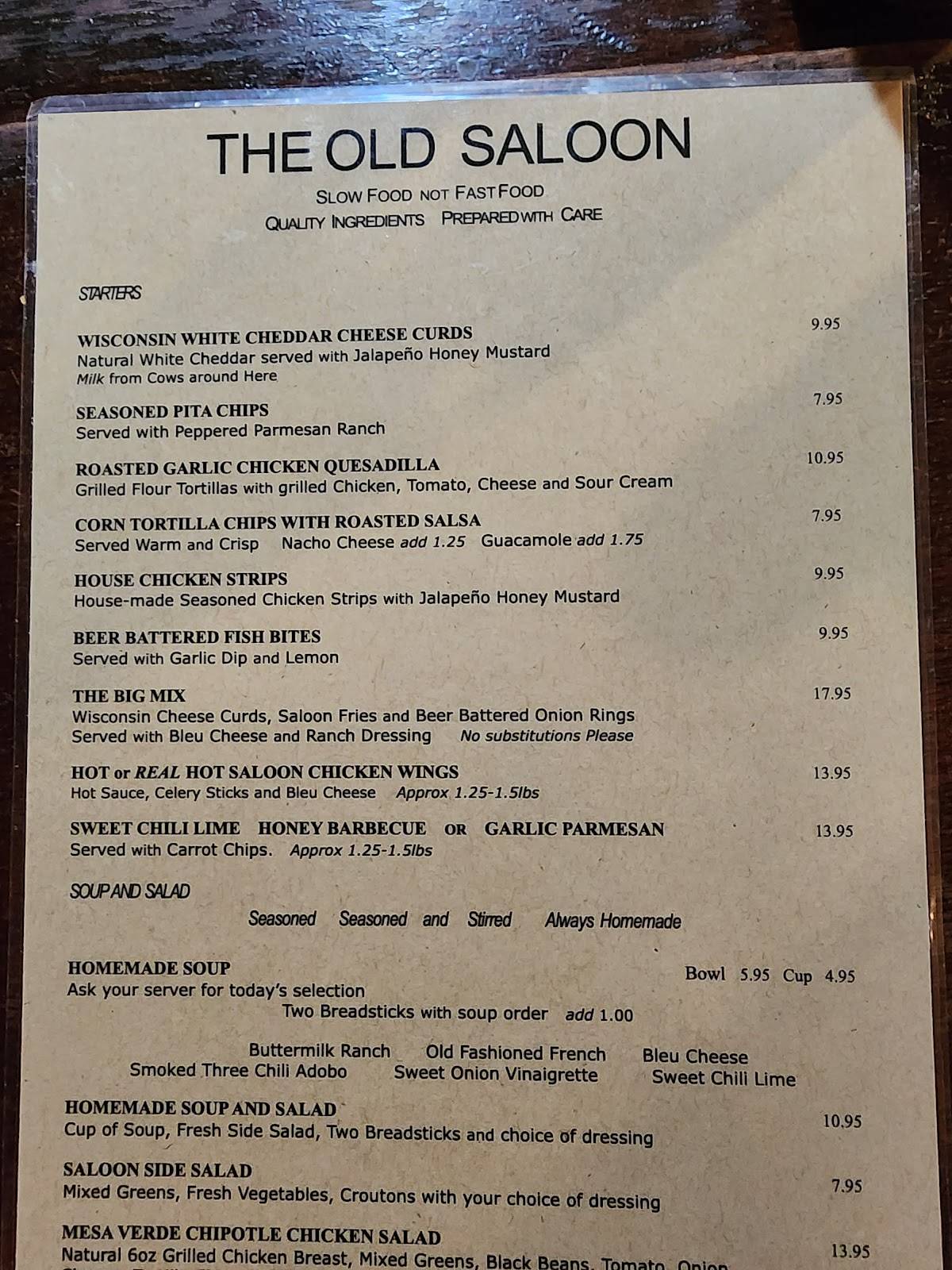Menu at Old Saloon Bar & Grill, New Richmond