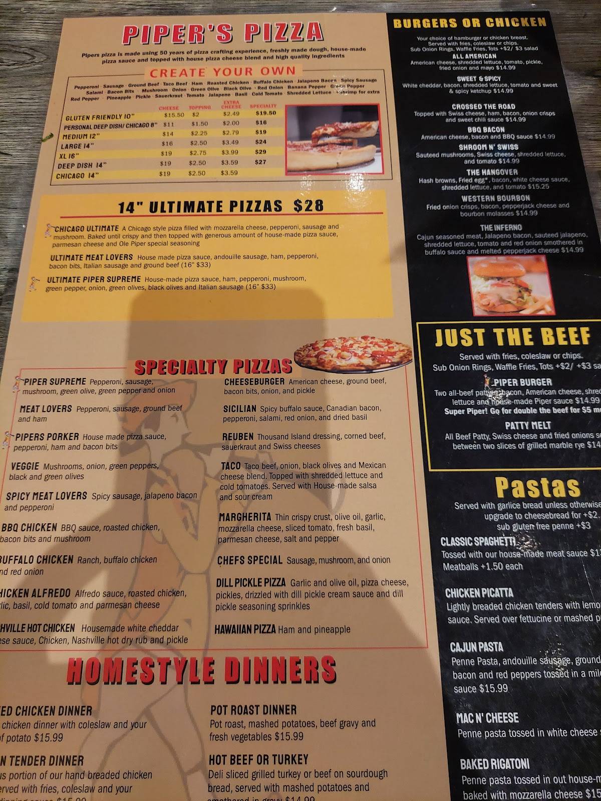 Menu at Ole Piper Family Restaurant and Sports Bar, Rosemount