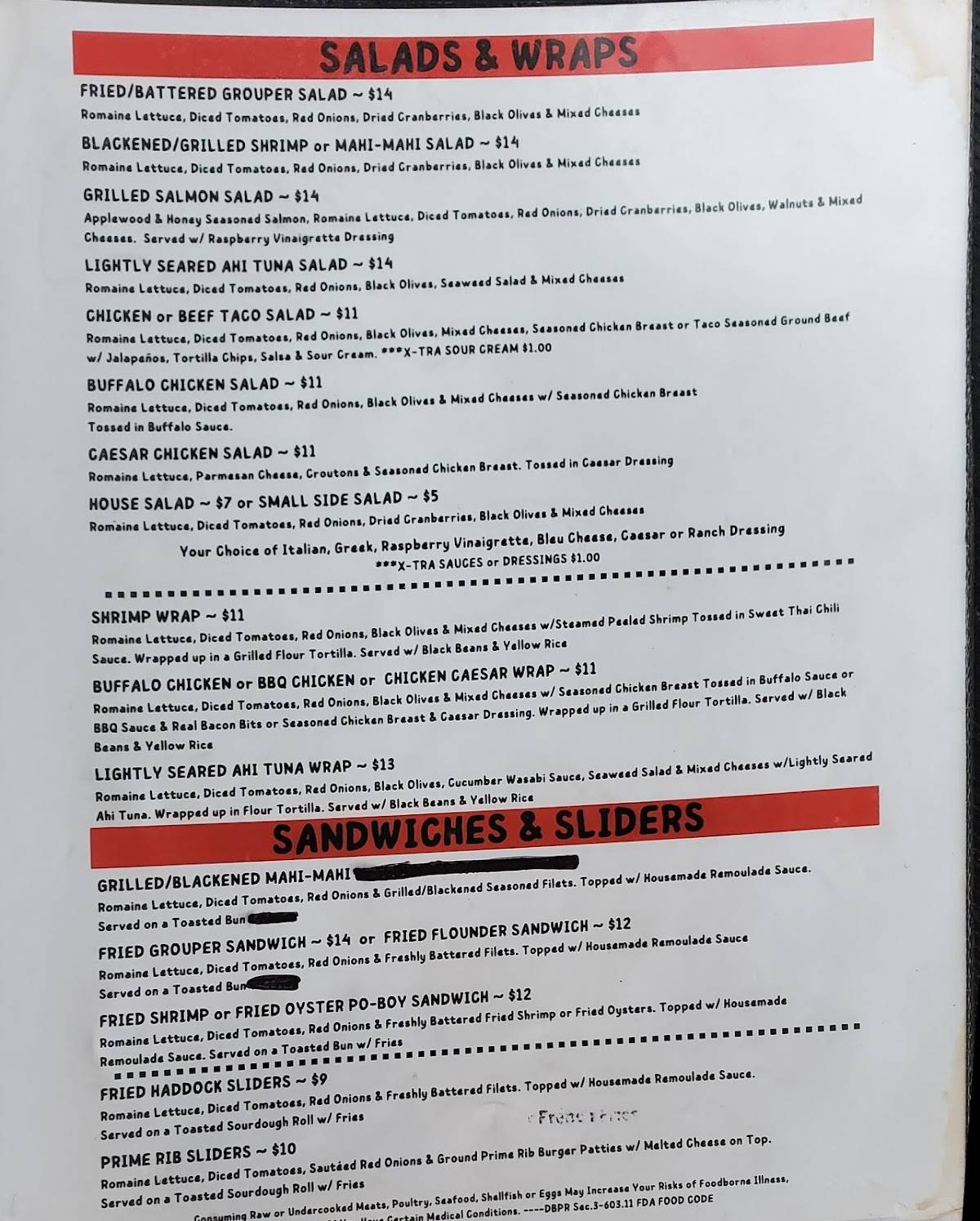 Menu at Ollie's on the Beach pub & bar, Hudson