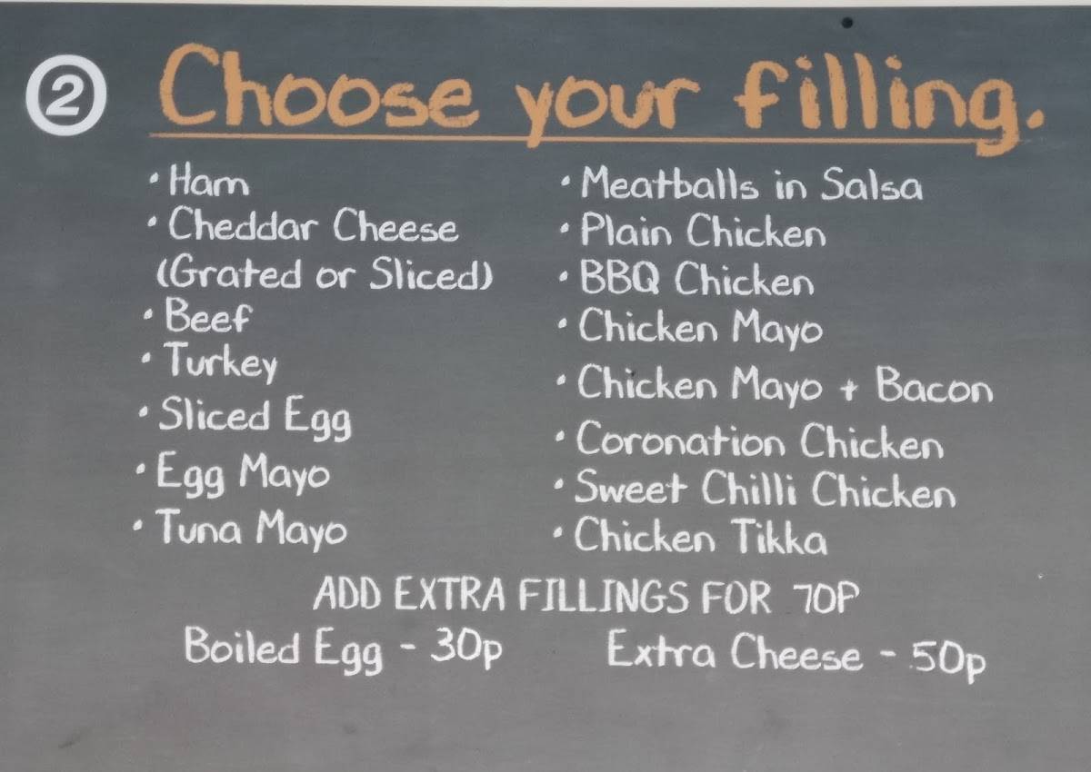 Menu at On a Roll cafe, Lincoln