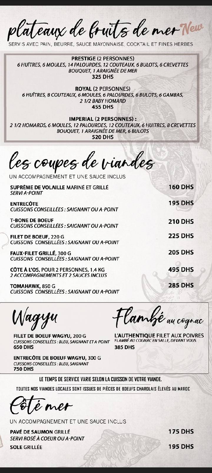 Speisekarte von Oncle Blend restaurant, Casablanca