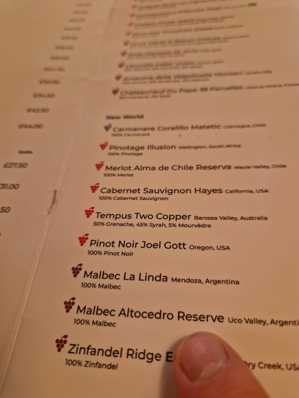 Menu at Opera Restaurant Bar & Grill, Chester