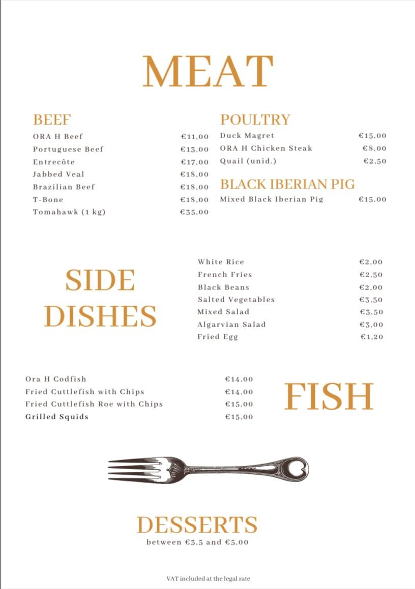 Menu em Ora H Food & Friends restaurante, Setúbal