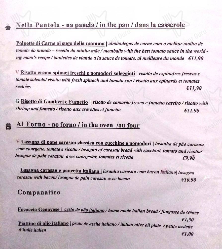 Menu em osteria cucina di amici pub & Bar, Lisboa