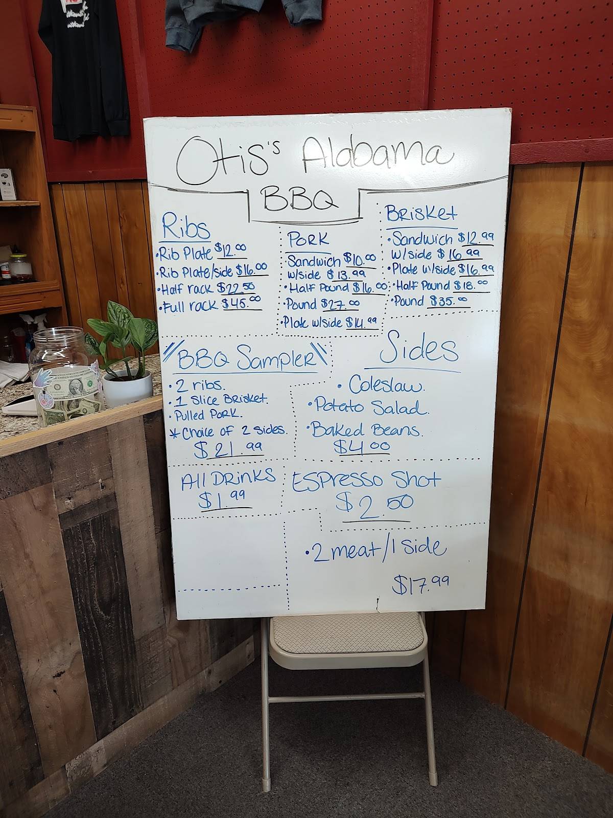 Menu at Otis’s BBQ, Manitou Springs