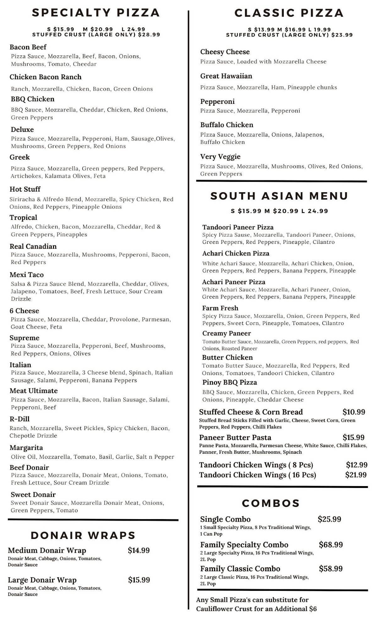 Menu at Oven Fresh Cranbrook restaurant, Cranbrook