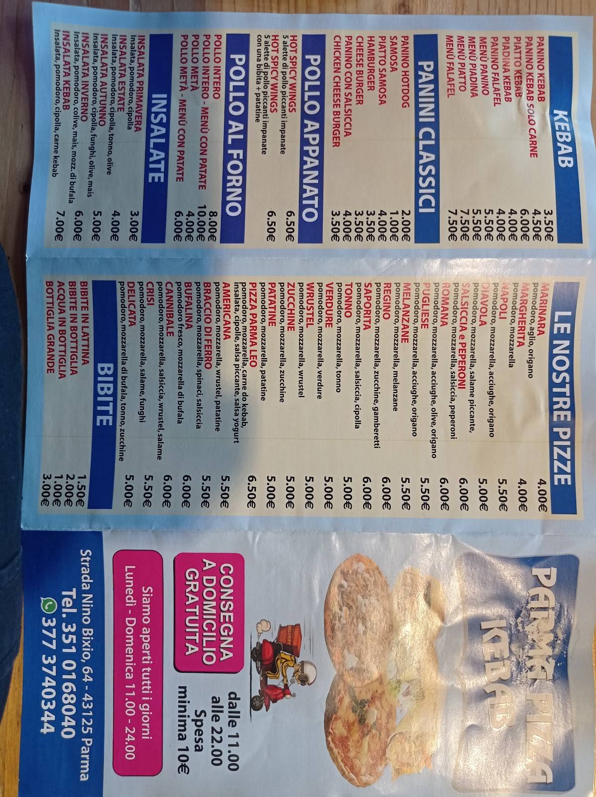 Menu at PARMA PIZZA & KEBAB - PAKISTANI FOOD restaurant, Parma