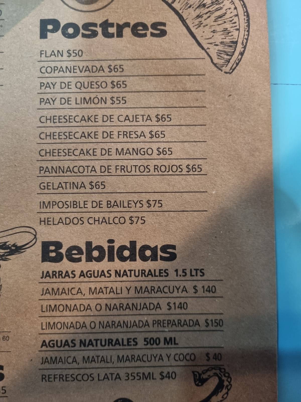 Carta del restaurante PESCADOS Y MARISCOS, Villahermosa