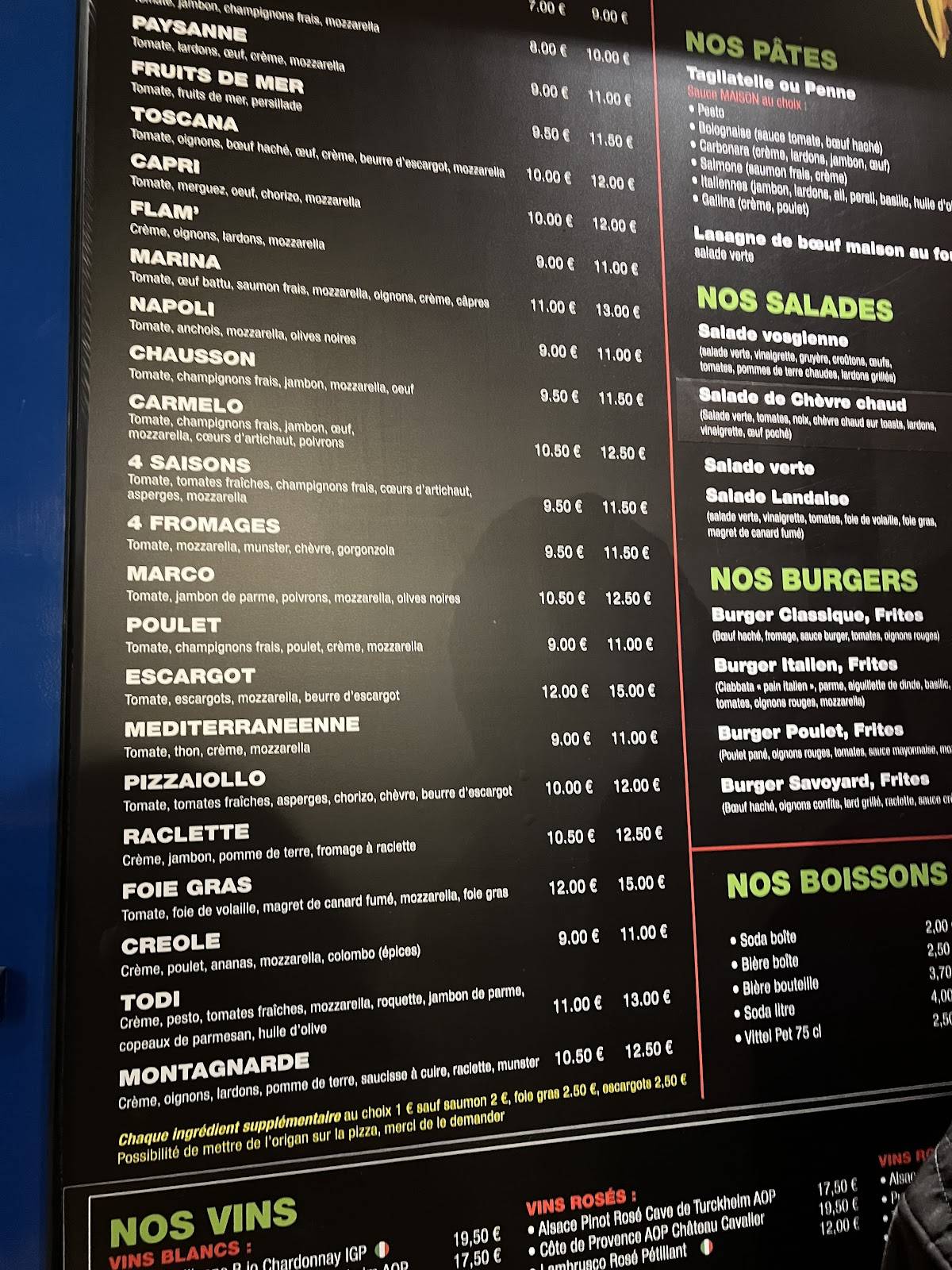 Menu au Pizzeria Carmélo, Contrexéville, 150 Rue Ernest Daudet