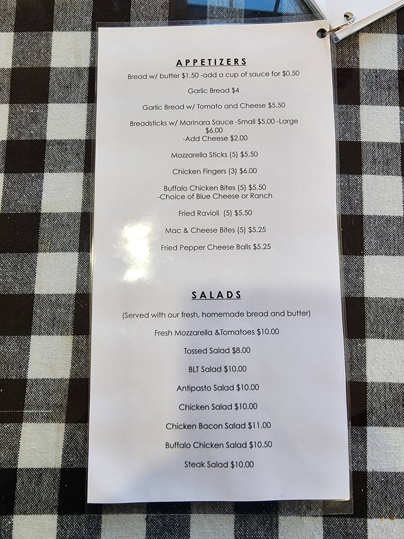 Menu at Paesano Pizza pizzeria, Brockway