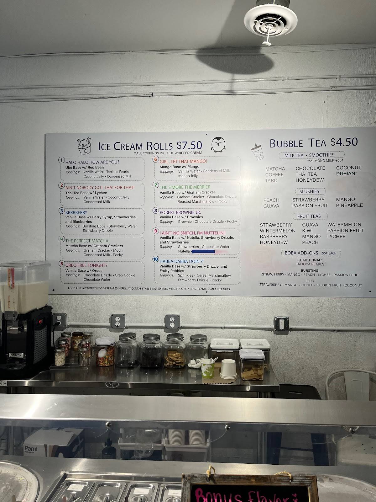 Menu at Págos Ice Cream Rolls and Bubble Tea desserts, Royal Oak
