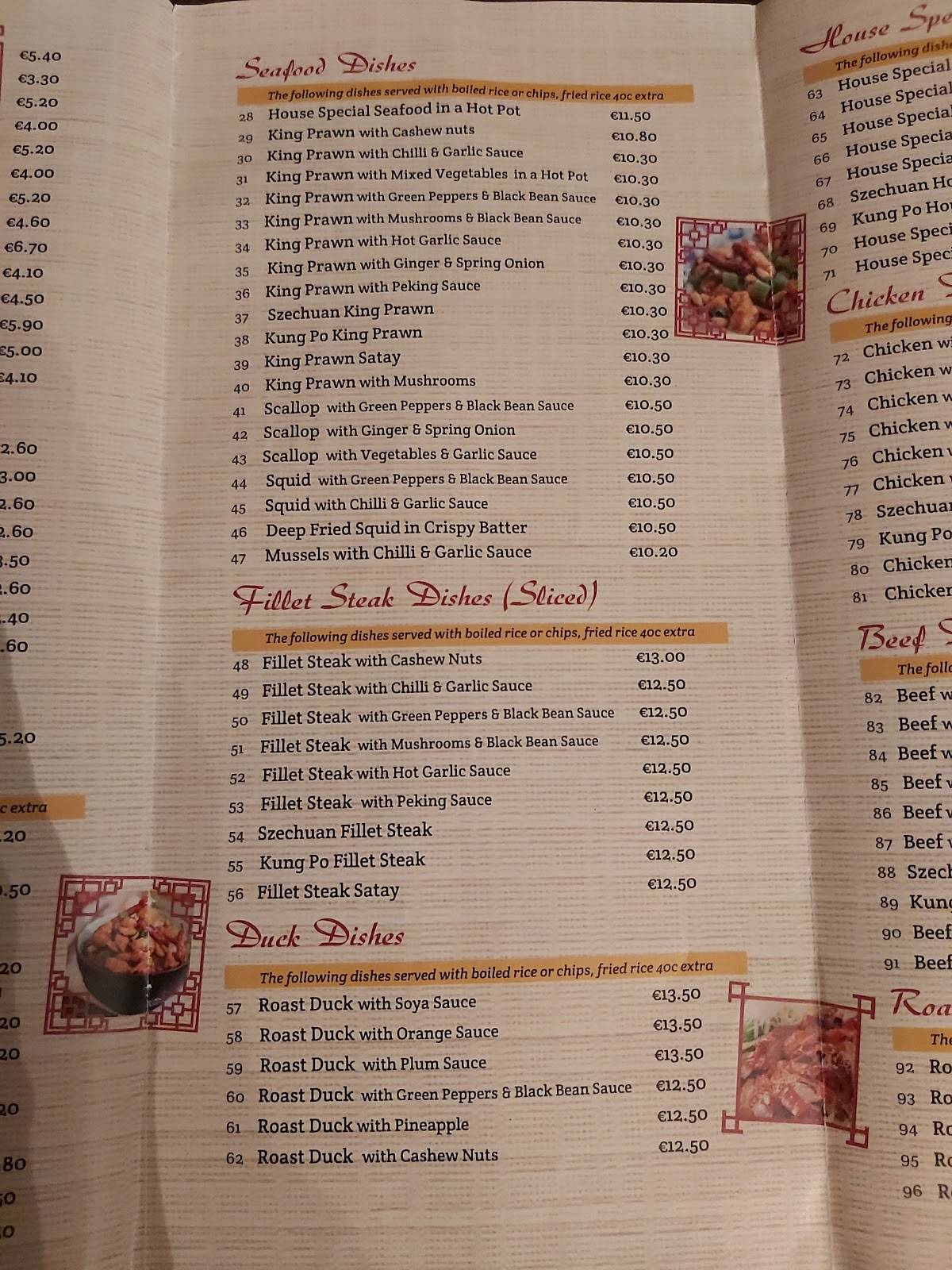 Menu at Pak Fook Gardens Chinese Restaurant, Youghal