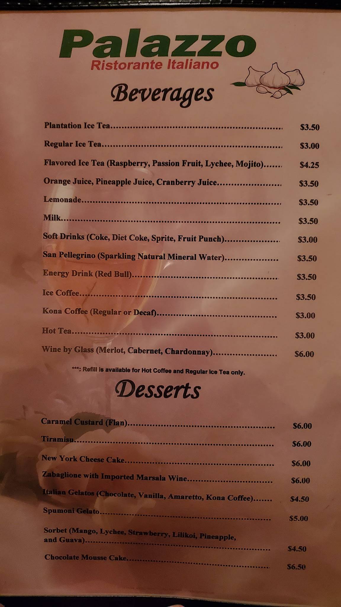 Menu at Palazzo Ristorante Italiano restaurant, Aiea, 99-080 Kauhale St ...
