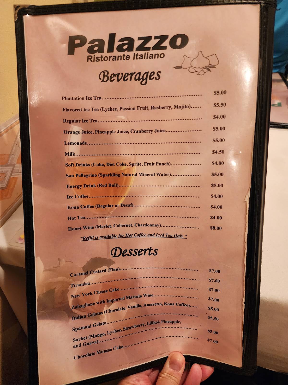 Menu at Palazzo Ristorante Italiano restaurant, Aiea, 99-080 Kauhale St ...