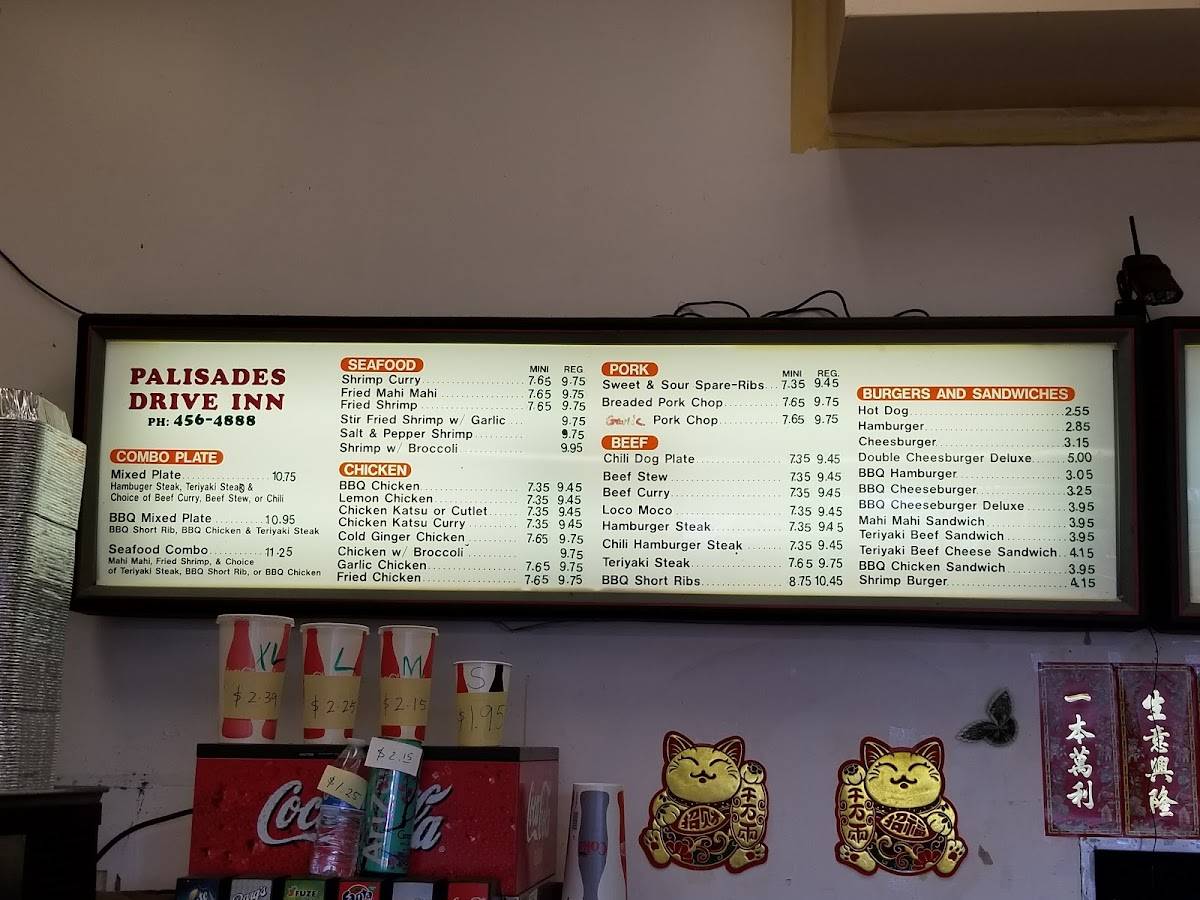 Menu at Palisades Drive Inn BBQ, Pearl City, Auhuhu St