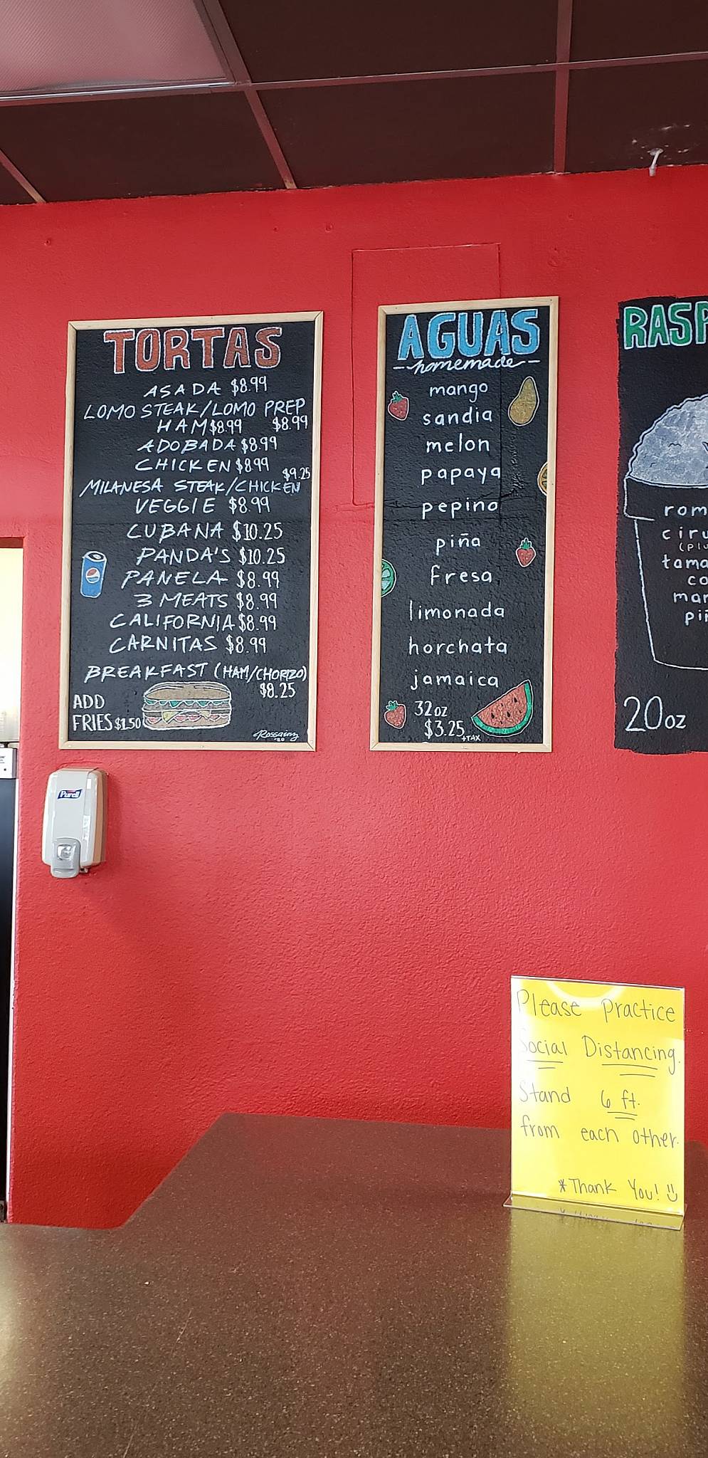 Carta del restaurante Panda's Tortas and Frutas locas, El Cajon