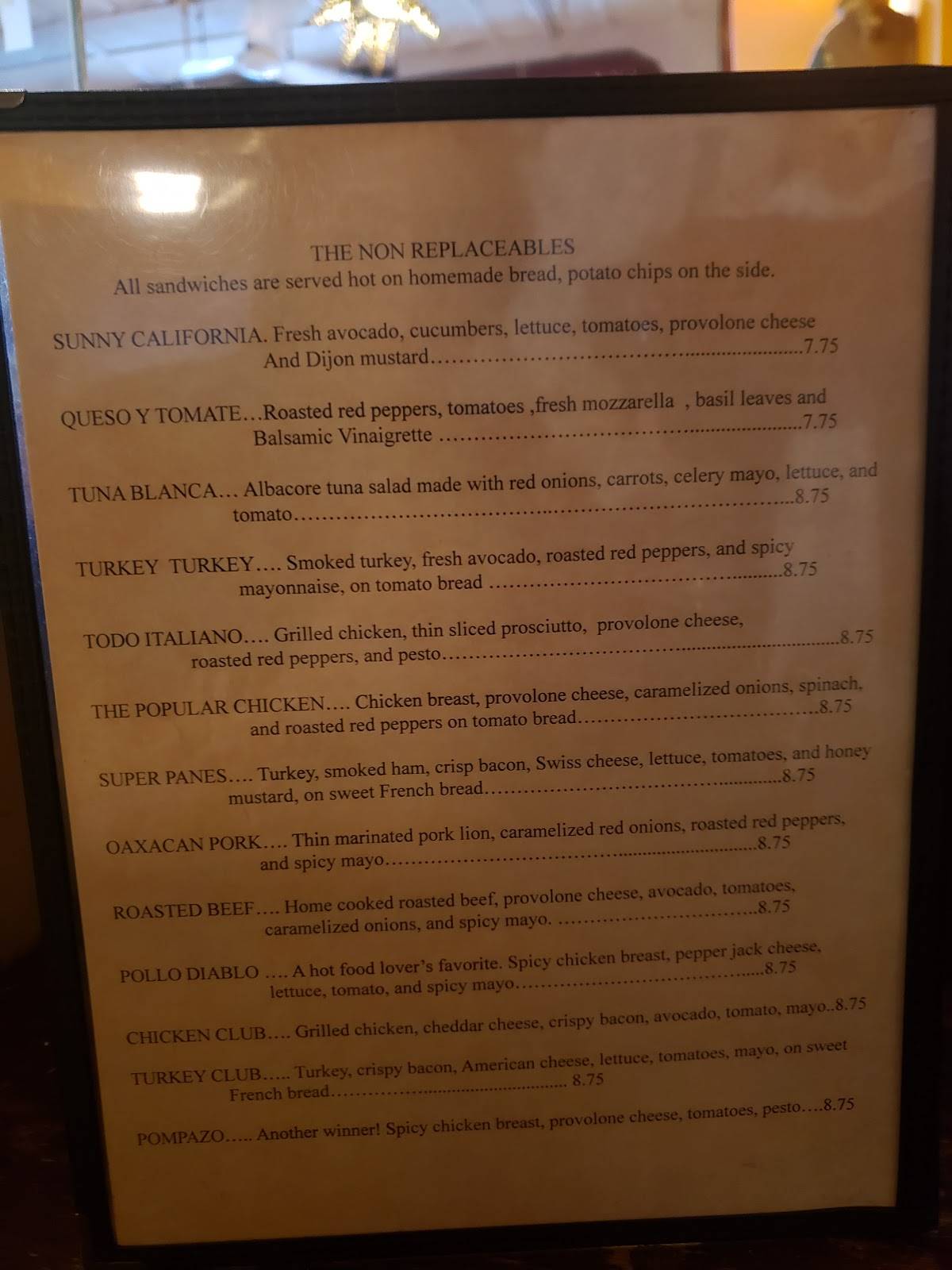 Menu at Panes Bread Cafe, Chicago