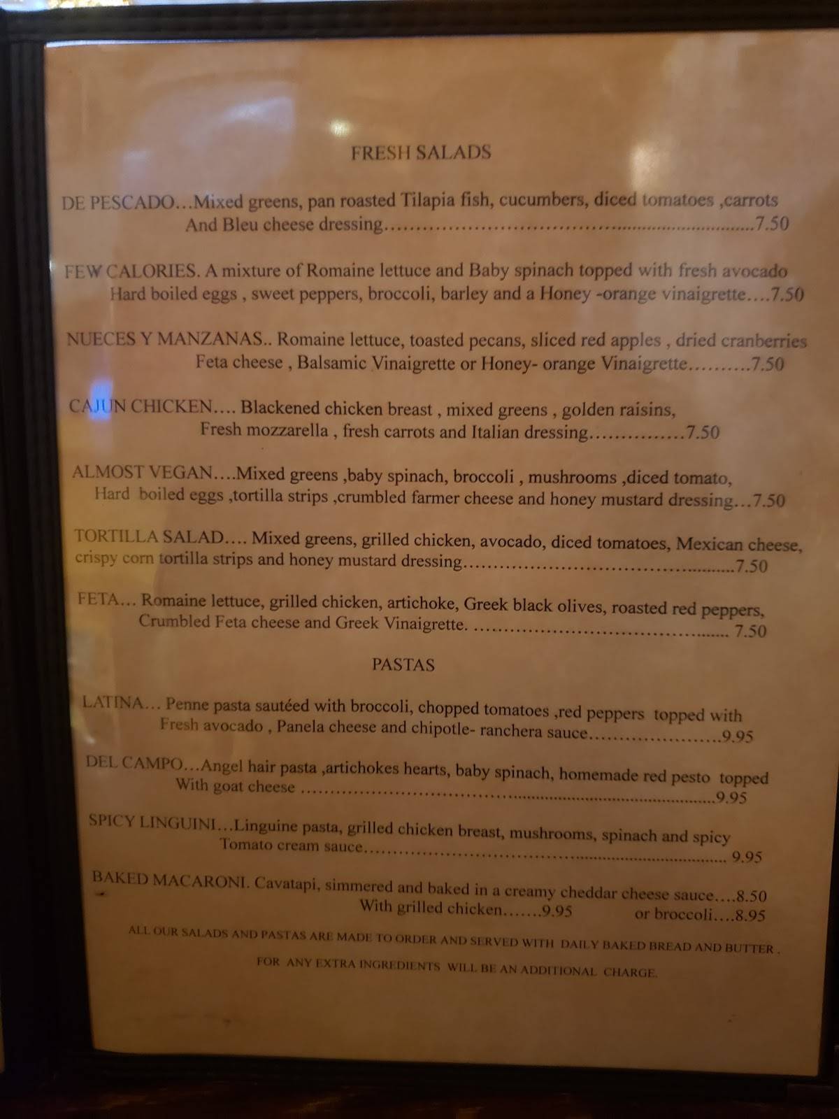 Menu at Panes Bread Cafe, Chicago