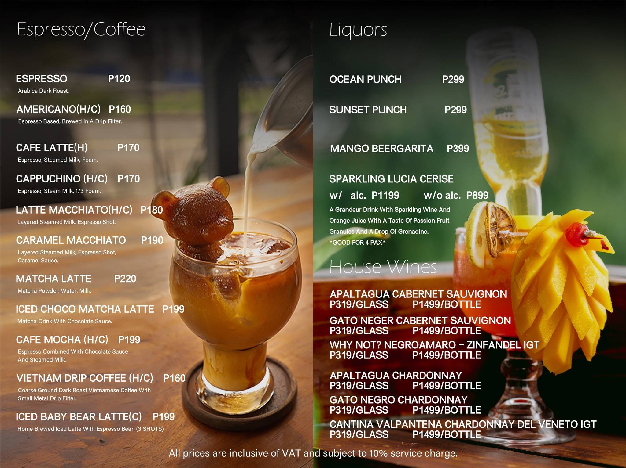 Menu at MIST restaurant, Panglao, Anos Fonacier Circumferential Rd