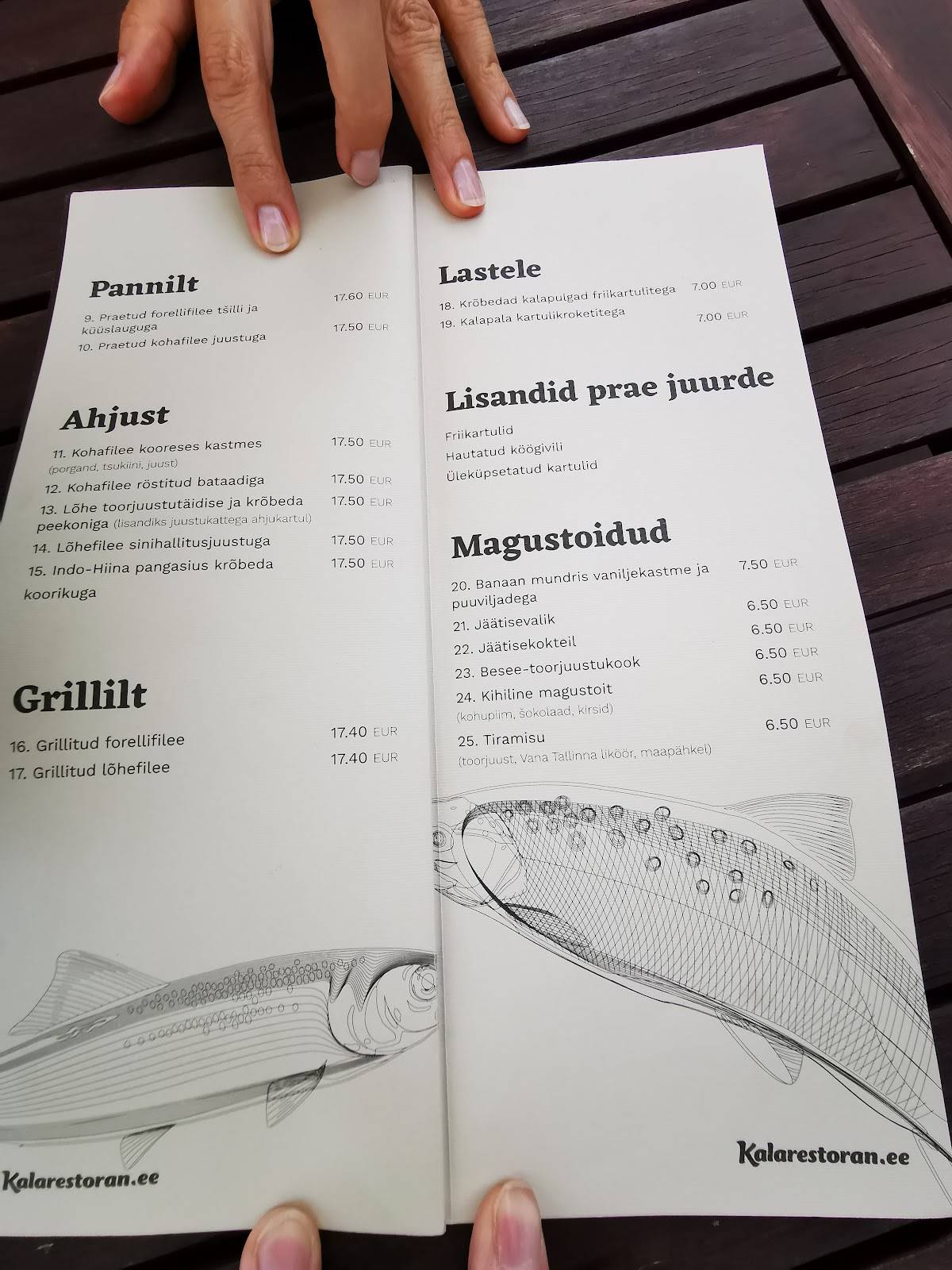 Menu at Pangodi kalarestoran restaurant, Sulu