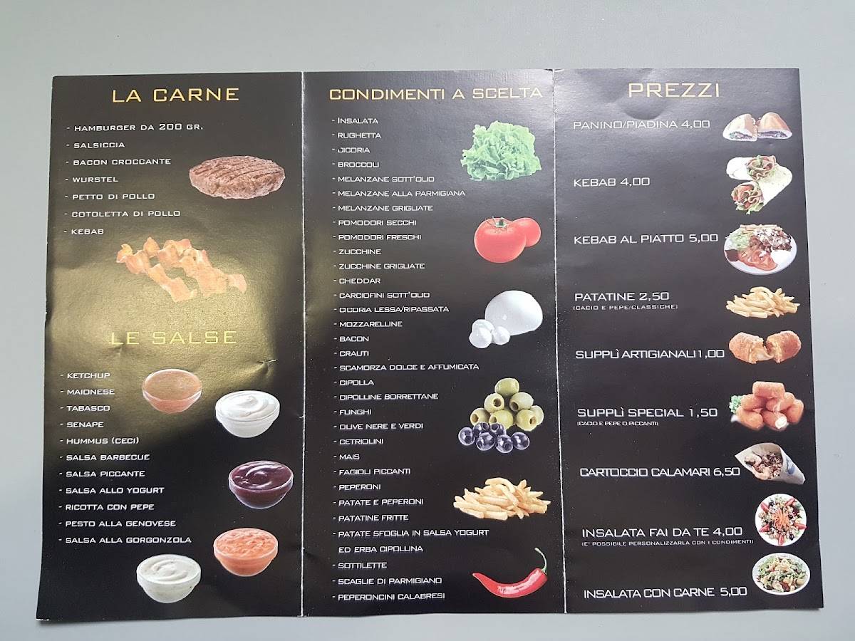 Menu da Panini al 100 pub & bar, Roma, Via di trigoria 100