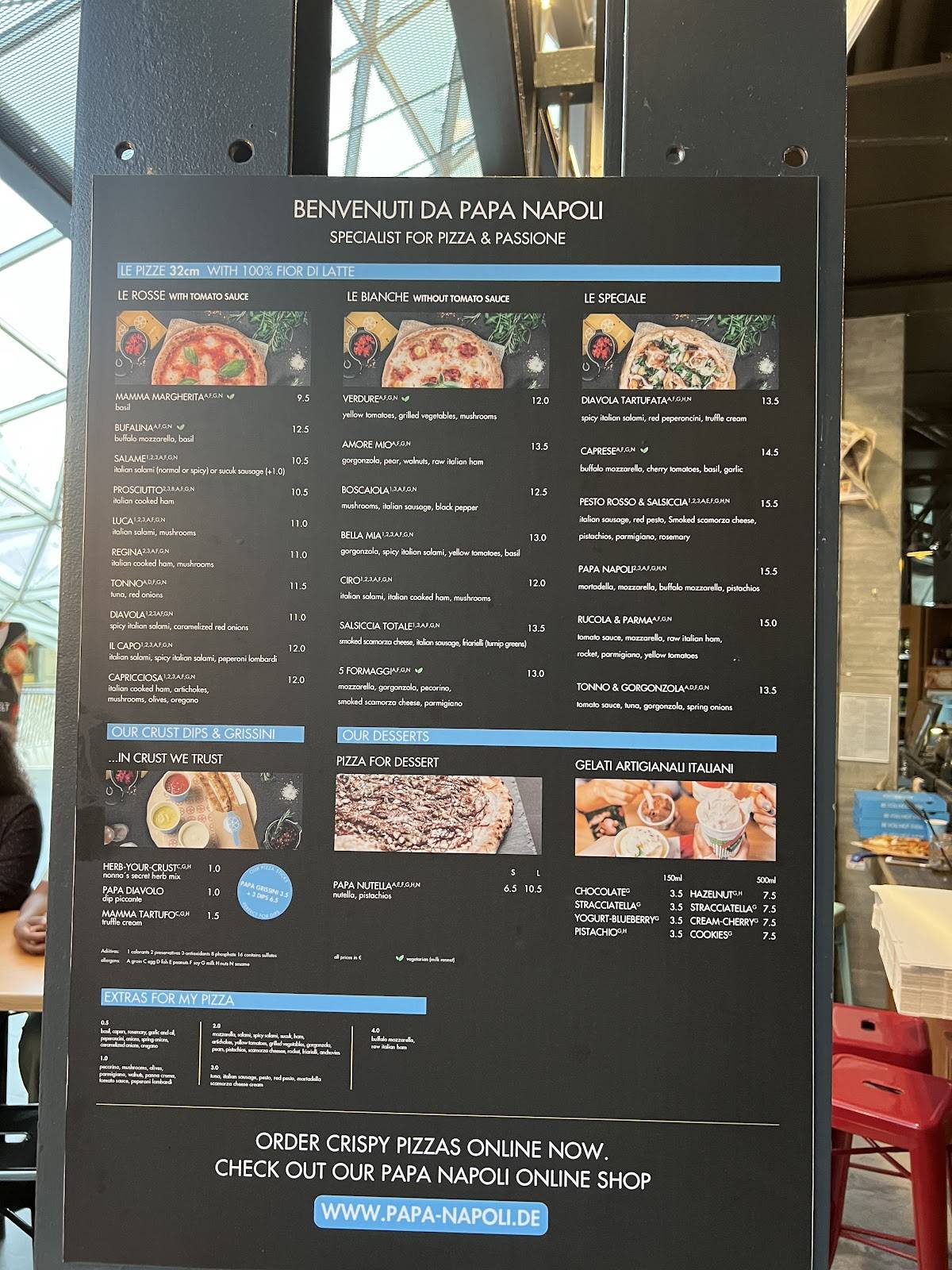 Speisekarte von Papa Napoli MyZeil Foodtopia pizza, Frankfurt am Main ...