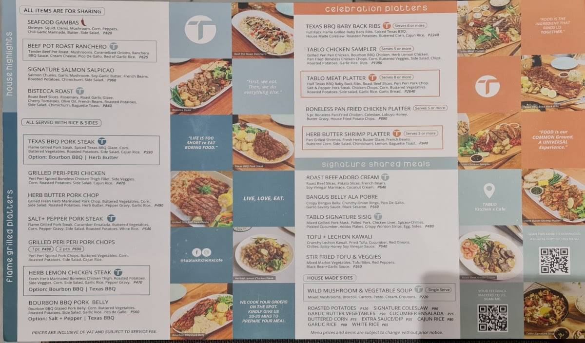 Menu at Tablo Kitchen x Cafe - BF Homes, Parañaque City, Parañaque