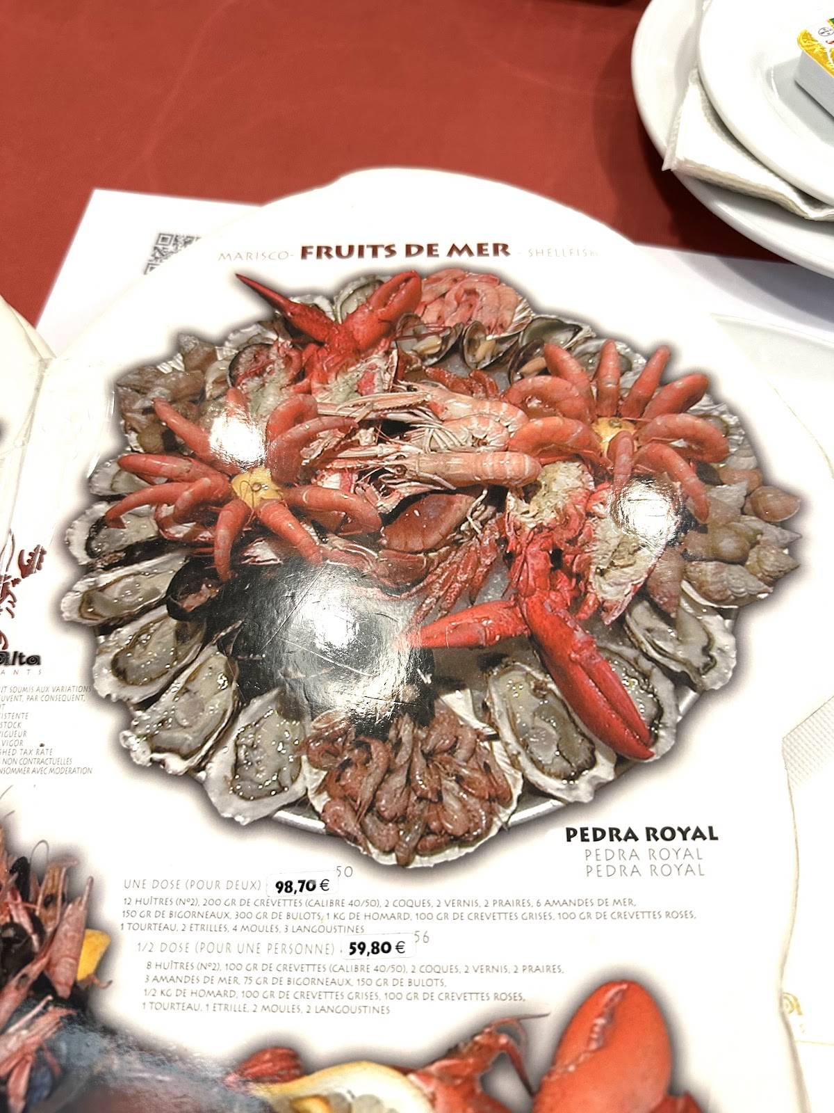 Menu at Pedra Alta restaurant, Paris, 25 Rue Marbeuf