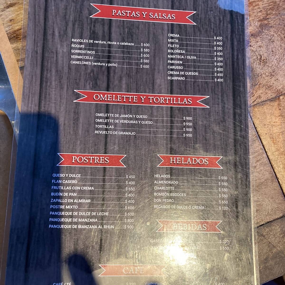 Carta de parrilla La Nelly, Olivos
