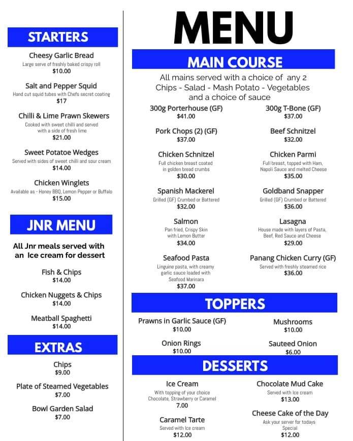Menu at Parrot Bar, Nanum