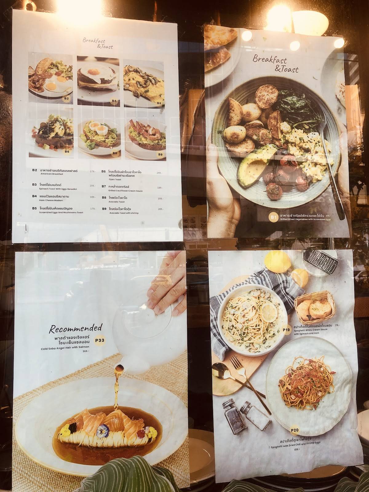 Menu at Pasta Ama restaurant, Bangkok
