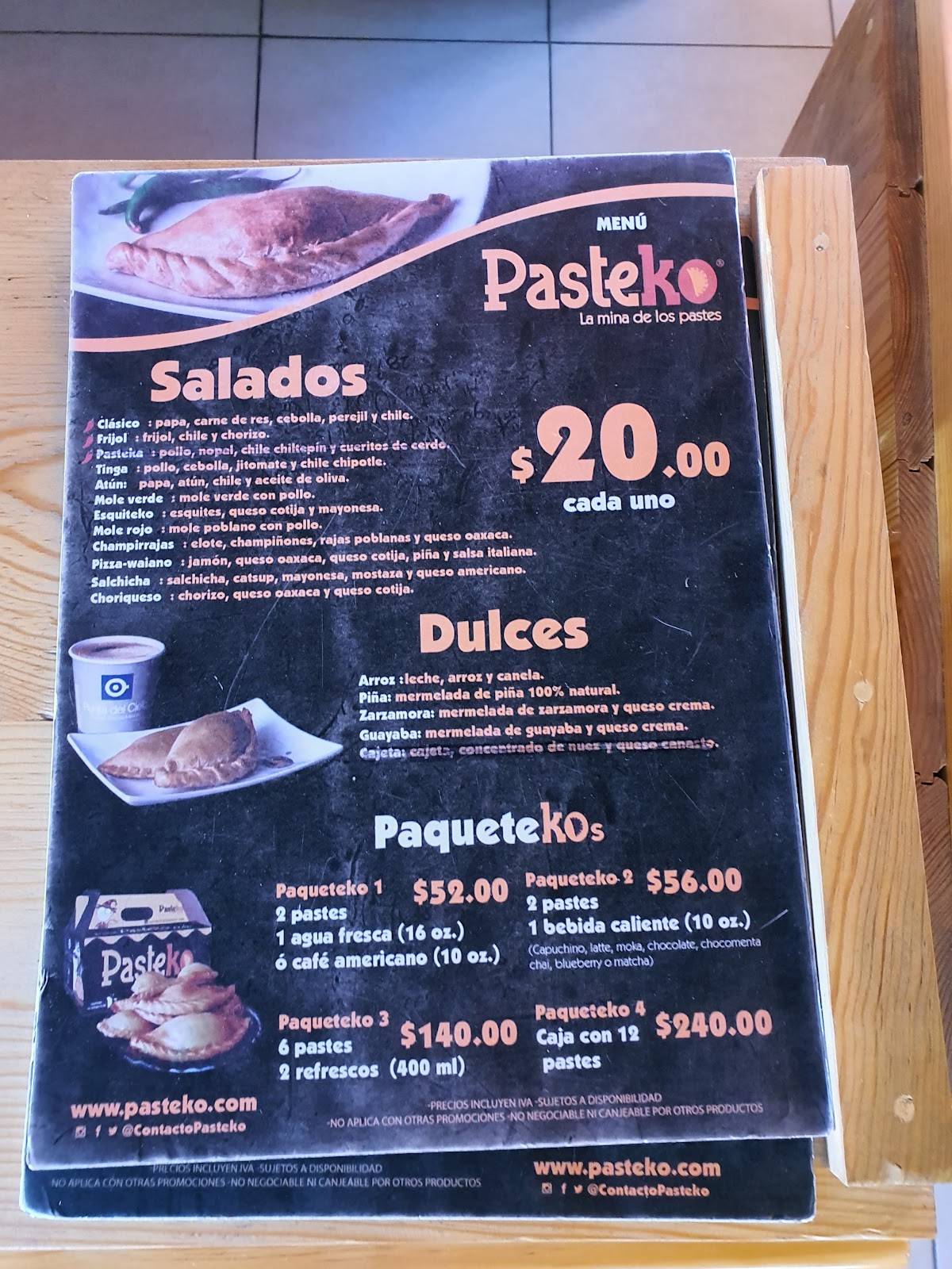 Menu at Pasteko El Marqués restaurant, Mexico, Carretera Querétaro ...
