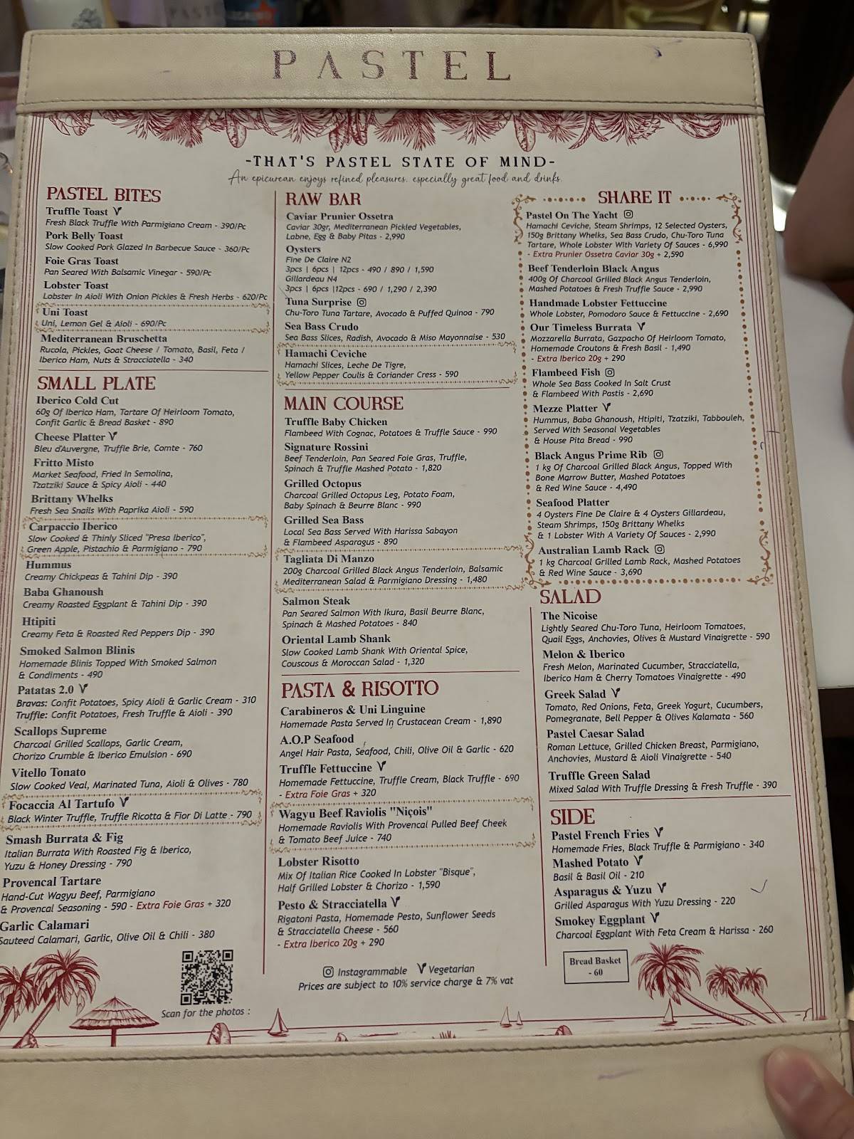 Menu at Pastel Rooftop Bar & Mediterranean Dining, Bangkok