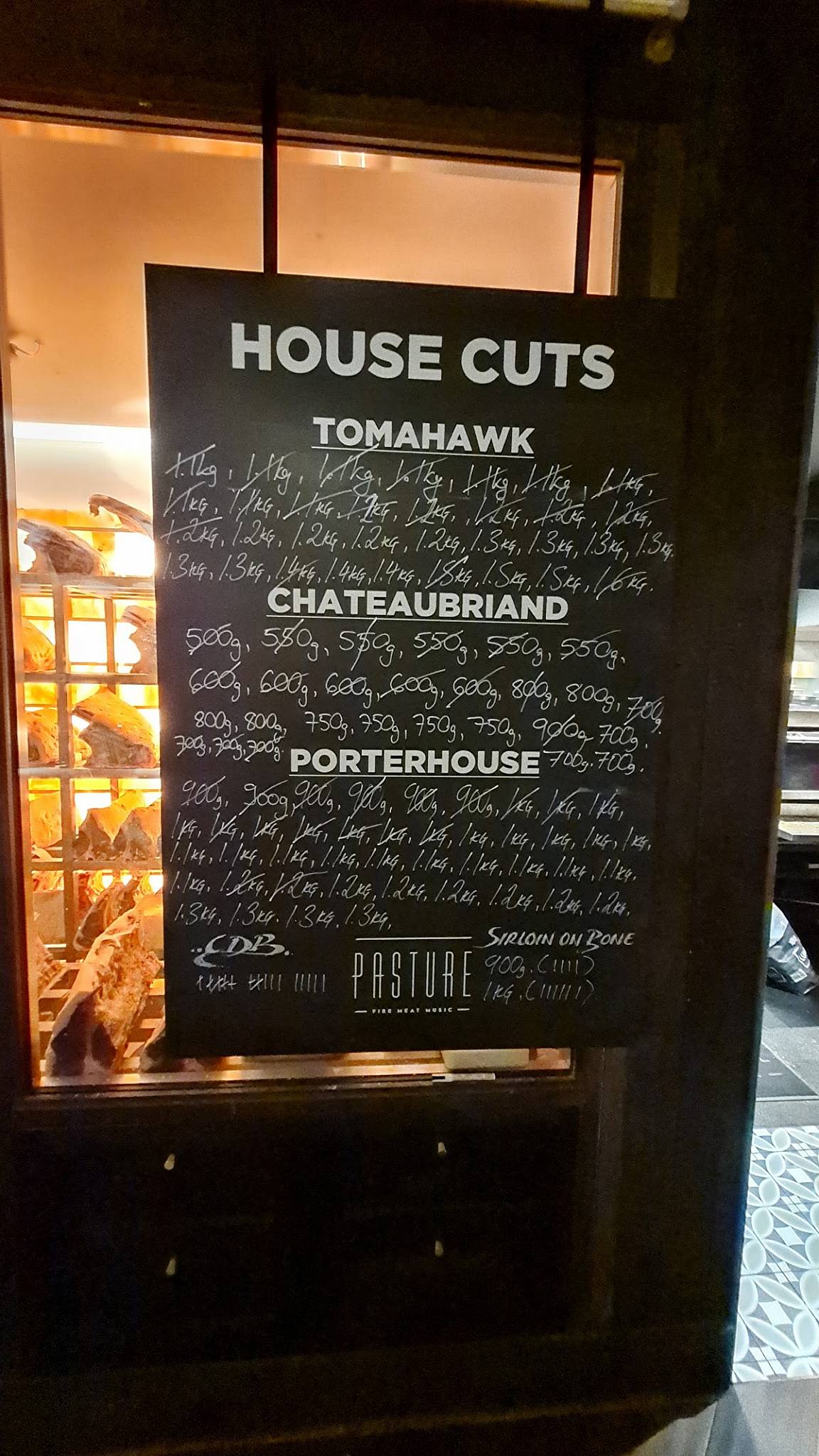 Menu at Pasture Birmingham restaurant, Birmingham