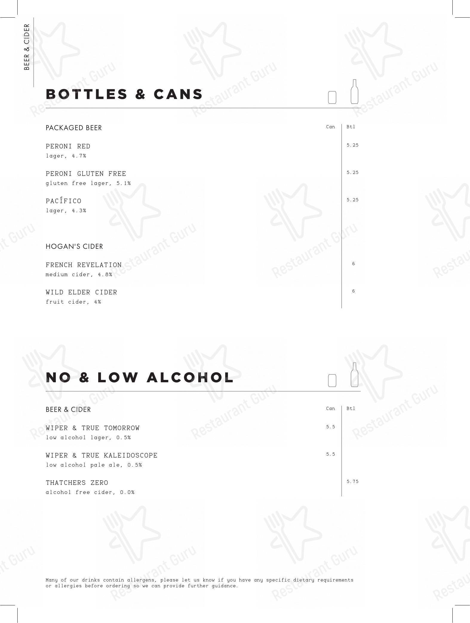 Menu at Pasture Birmingham restaurant, Birmingham