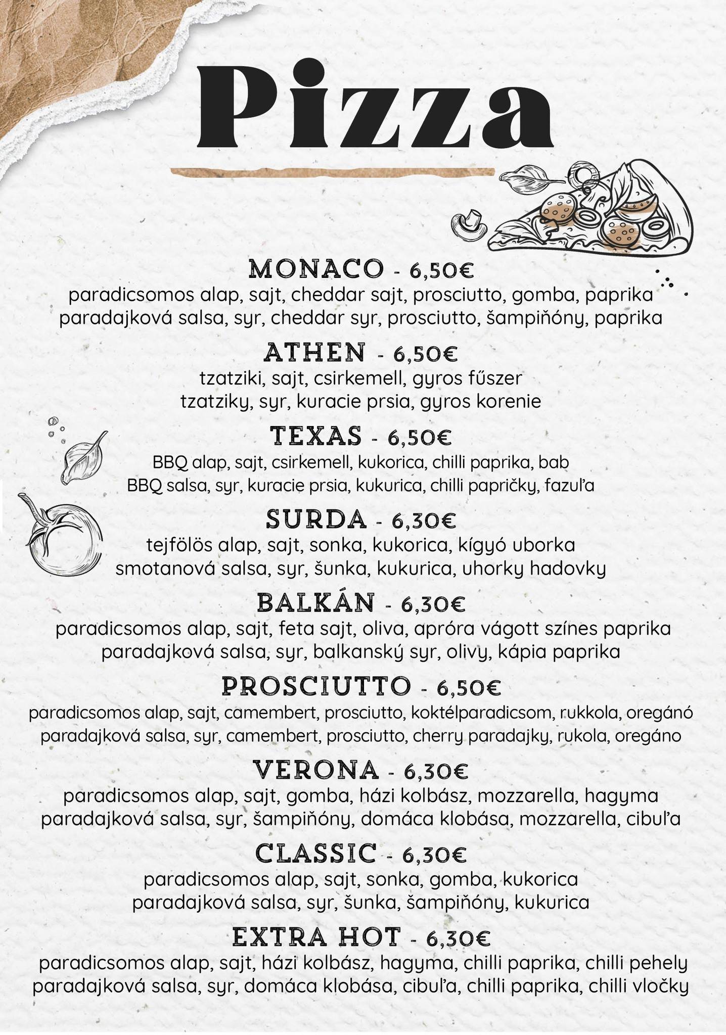 Menu at Pató Pál reštaurácia & bar, Svodín