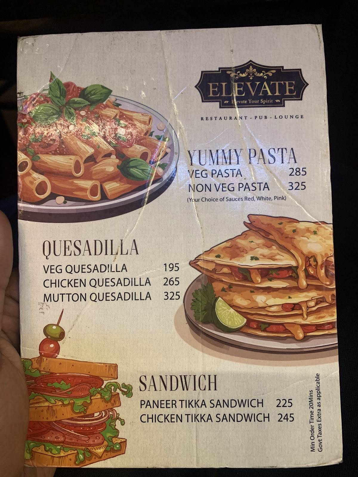 Menu at Elevate, Patiala, SCO 5