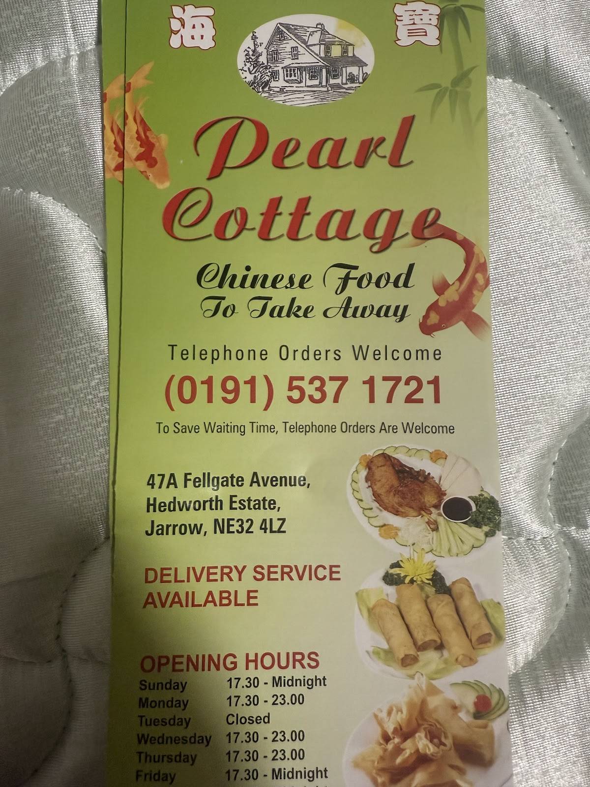 Menu at Pearl Cottage fast food, Jarrow