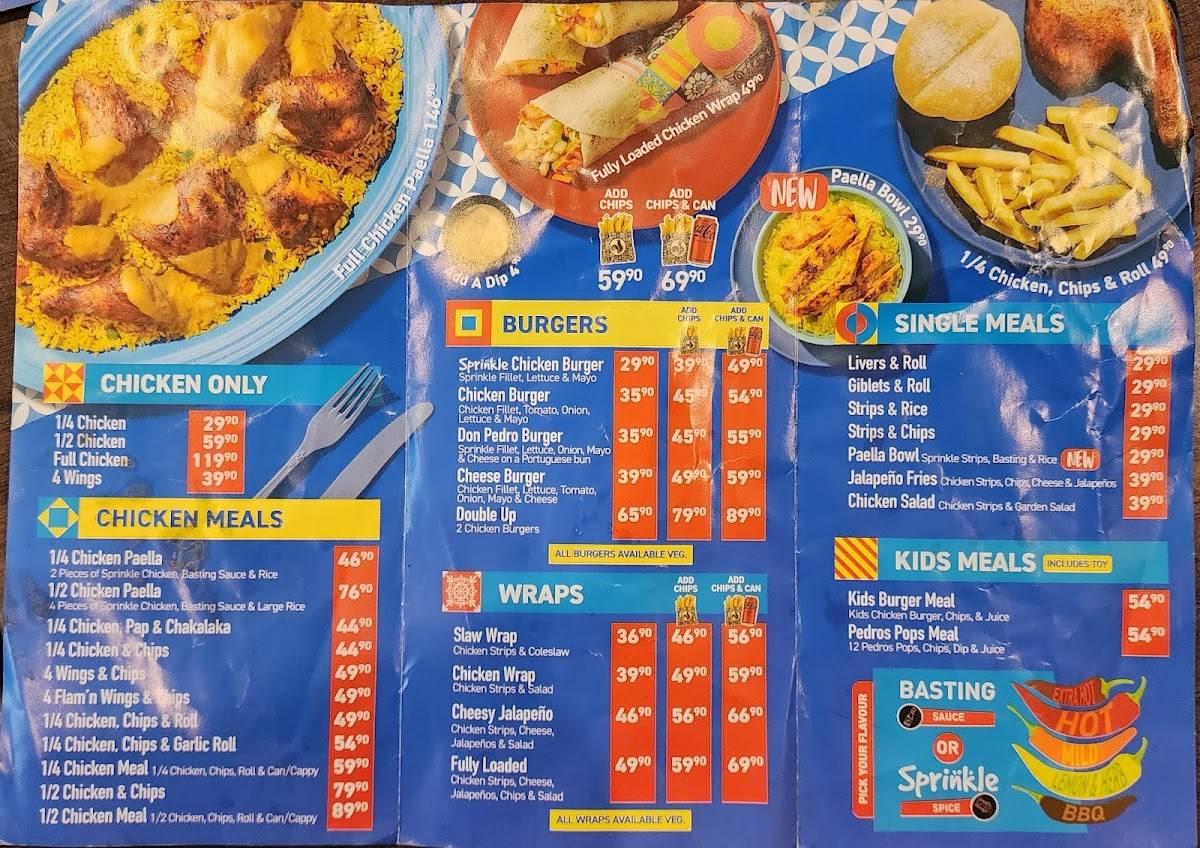 Menu at Pedros Belgravia Road restaurant, Cape Town